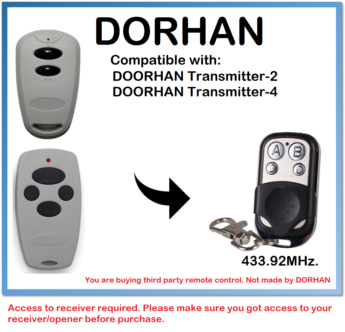 433mhz Doorhan Universal Remote Control Doorhan Doorhan Transmitter 2