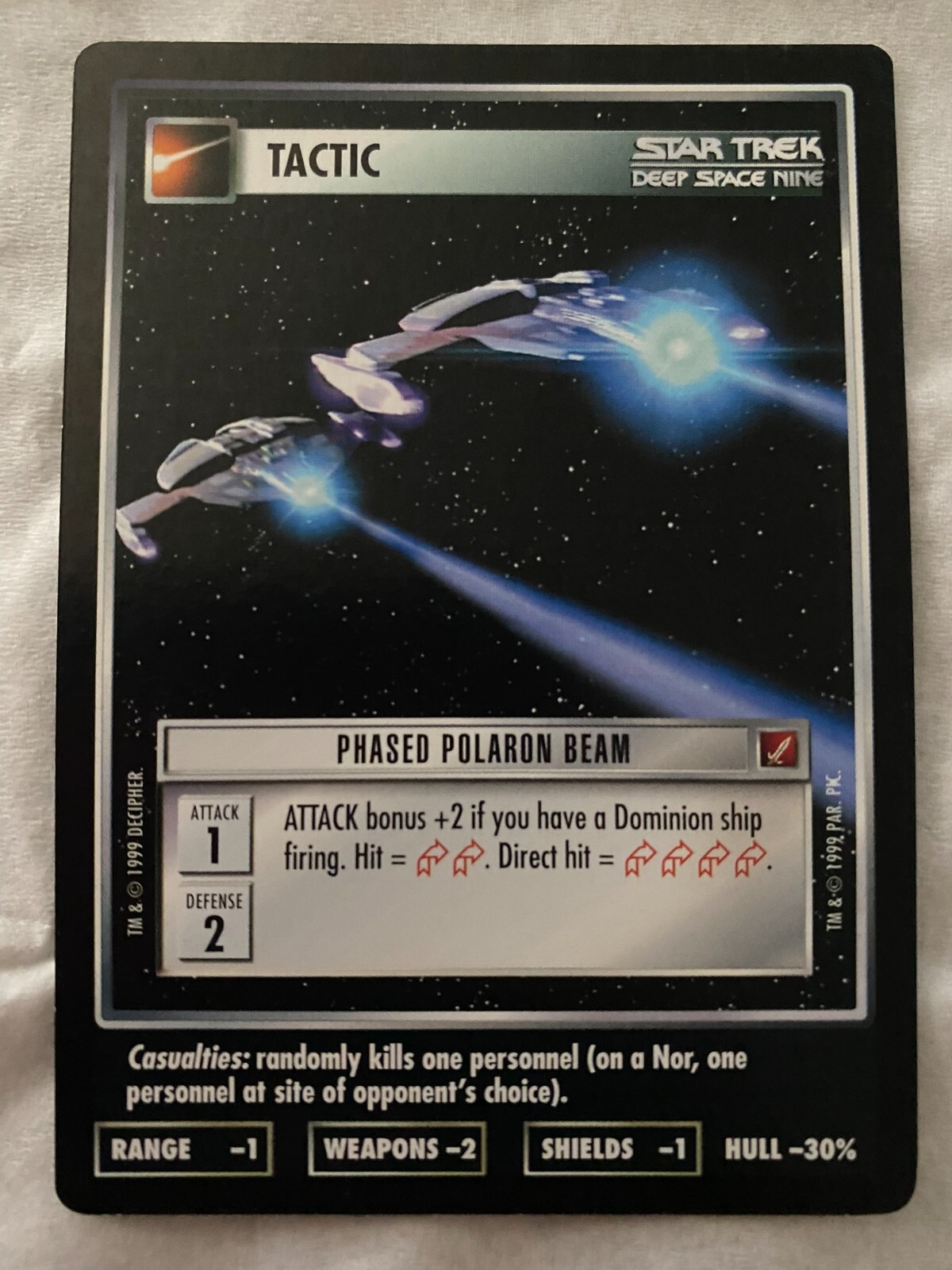 Star Trek CCG 1E Blaze of Glory PHASED POLARON BEAM Card NEVER PLAYED ...