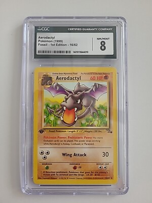 Aerodactyl 16/62 1st Edition Non Holo Pokemon Fossil CGC 8 NM/Mint Tcg ...