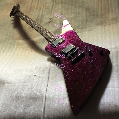 Wine Red Purple Silver Explorer Electric Guitar HH Pickups Solid Black ...
