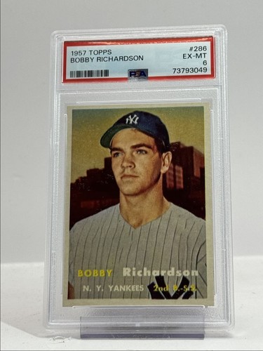 BOBBY RICHARDSON 1957 TOPPS BASEBALL ROOKIE YANKEES #286 RC PSA 6 Q1730 ...