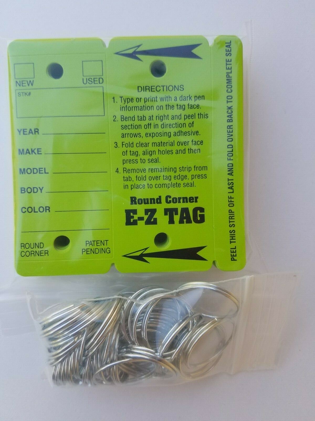 Car Dealer Self Laminating Key Tags, small pack of 50 LIME Tags w ...