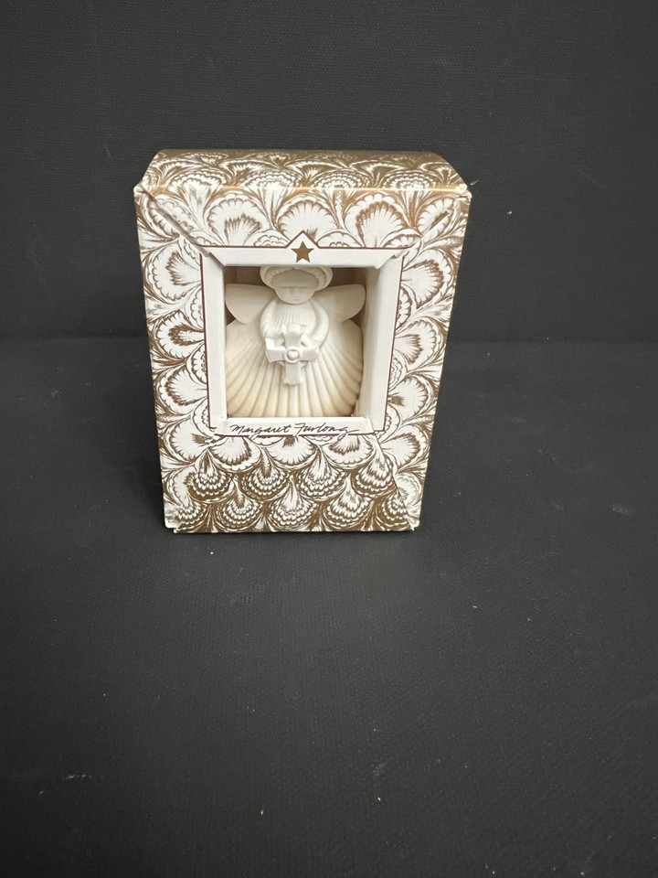 MARGARET FURLONG Bisque Angel on Shell DAISY Ornament 1993 2" | eBay