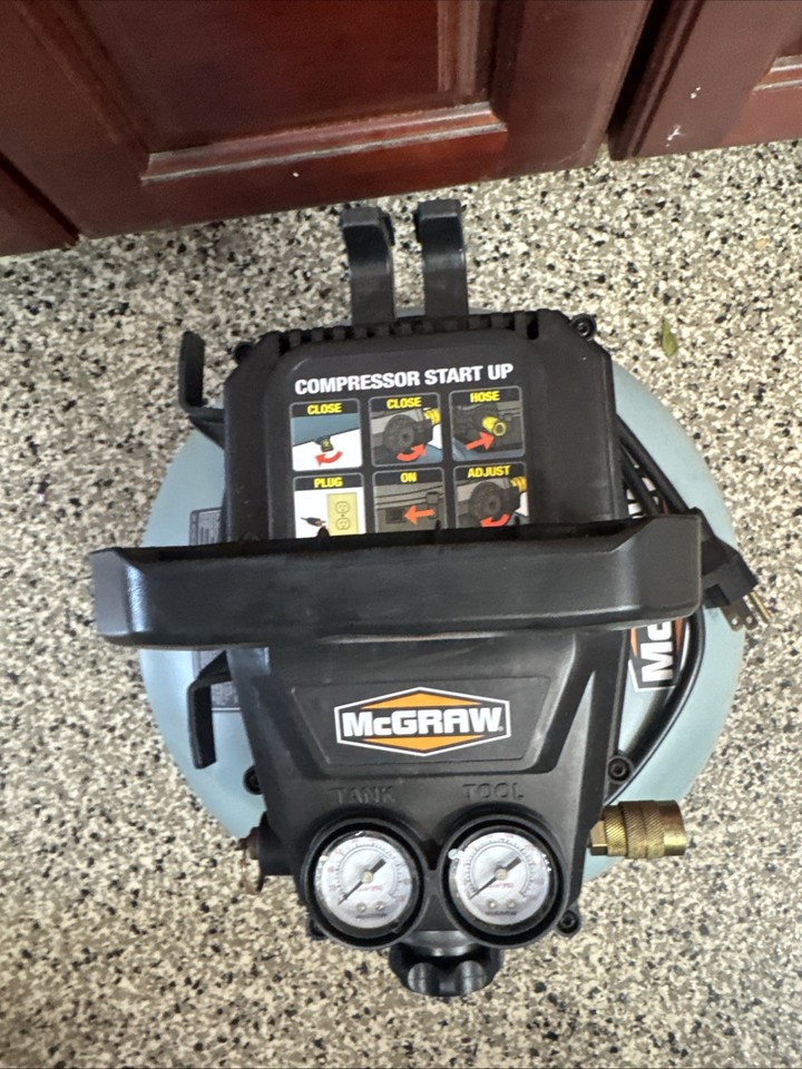 McGRAW 3 Gallon 1/3 HP 110 PSI Oil-Free Pancake Air Compressor only ...