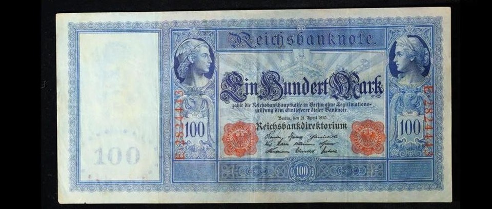 1910 German 100 Mark Banknote. German Paper Money WW1, E-2824443, Looks ...
