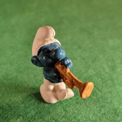SMURFS VINTAGE PEYO SCHLEICH – TRUMPET / HORN SMURF FIGURE 1980 | eBay