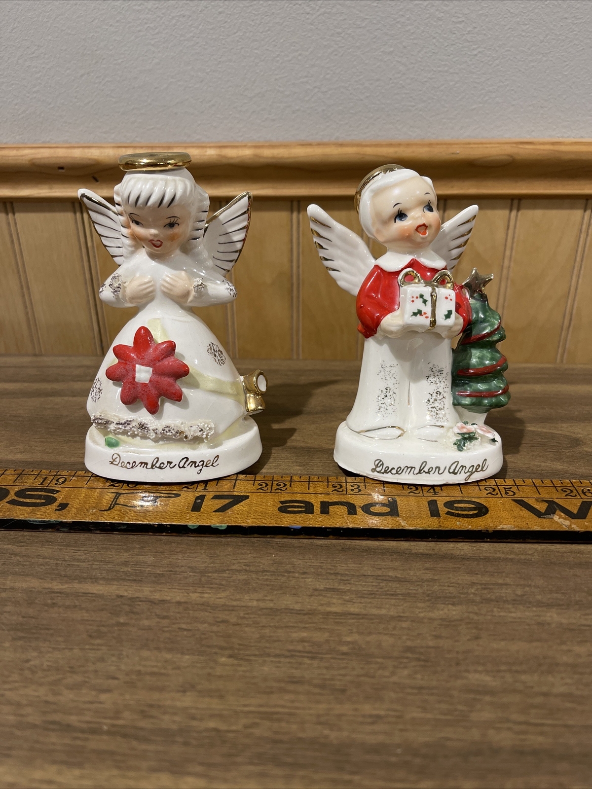 Pair of Vintage Japan Boy & Girl December Angels Ceramic Figurines ...