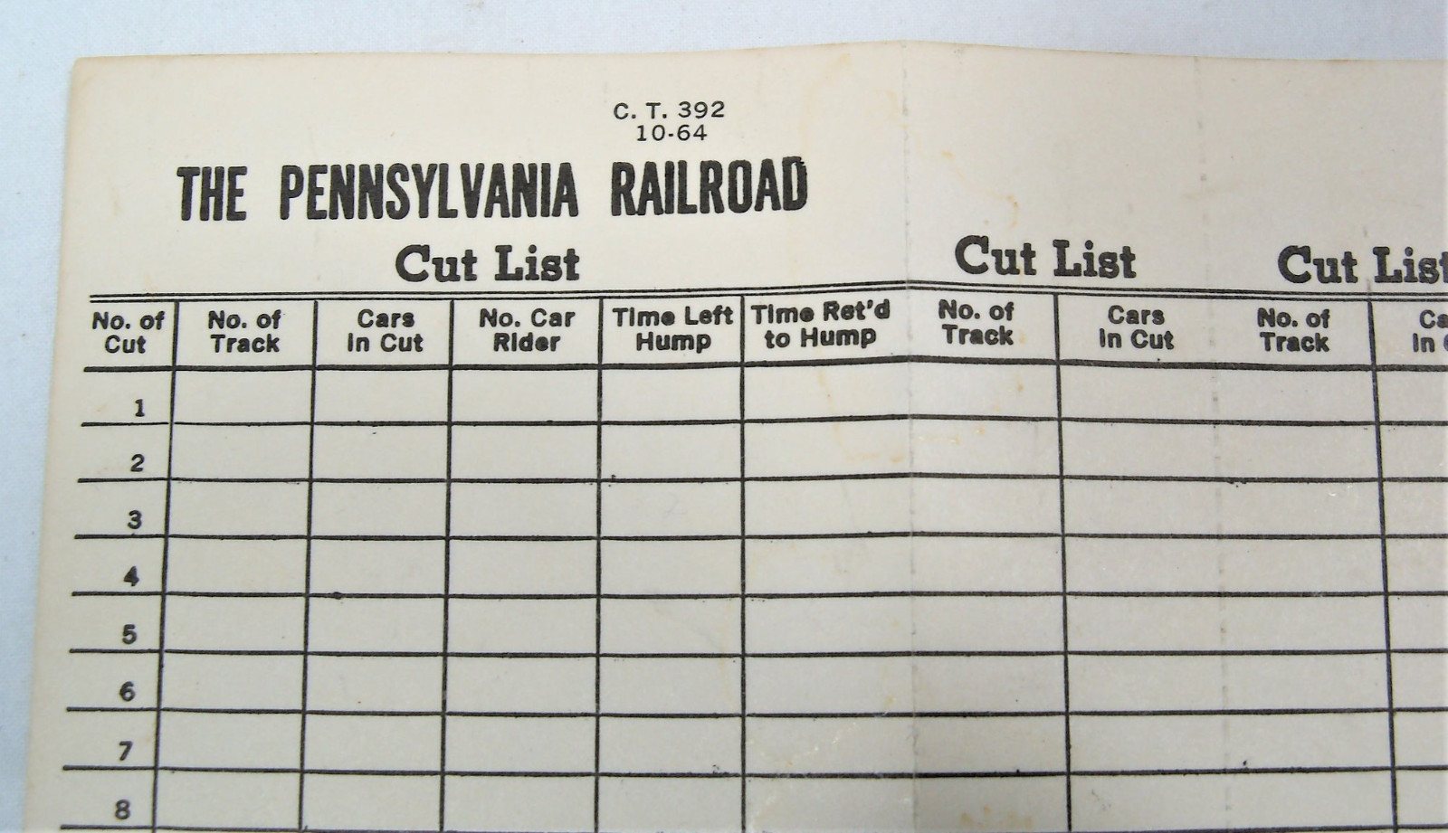 Pennsylvania Railroad Paperwork - 1957 Pay Stub & 1964 Cut List Train ...
