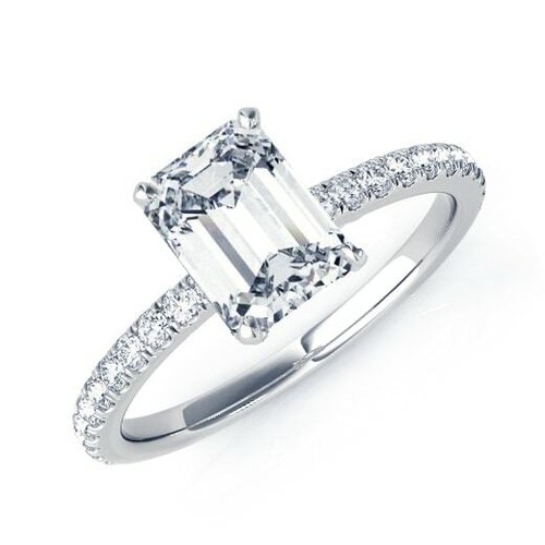 1.82 Ct Emerald Simulated Diamond Wedding Ring 14k Real White Gold ...