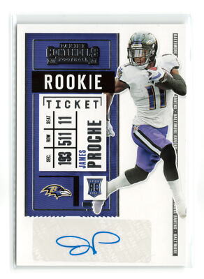 JAMES PROCHE #211 RC 2020 PANINI CONTENDERS RAVENS ROOKIE TICKET AUTO ...