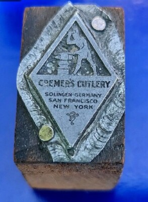 Vintage Cremer's Cutlery Ink Stamp Wood Block & Metal 1"× 1/2", Germany ...