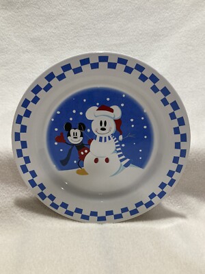 Disney Store Mickey Mouse Snowman Christmas White Blue Checkerboard ...