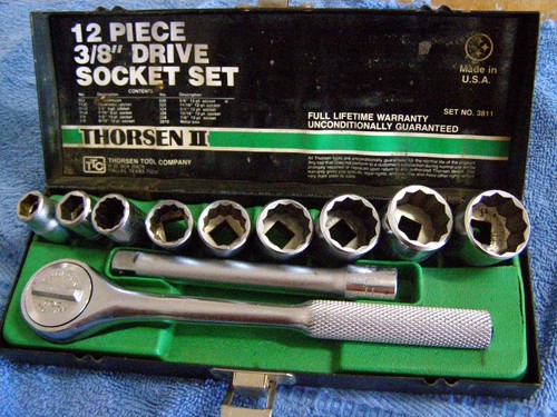 USA Made Vintage Thorsen 3/8" Drive SAE 12 Piece Ratchet/Socket Set USA ...