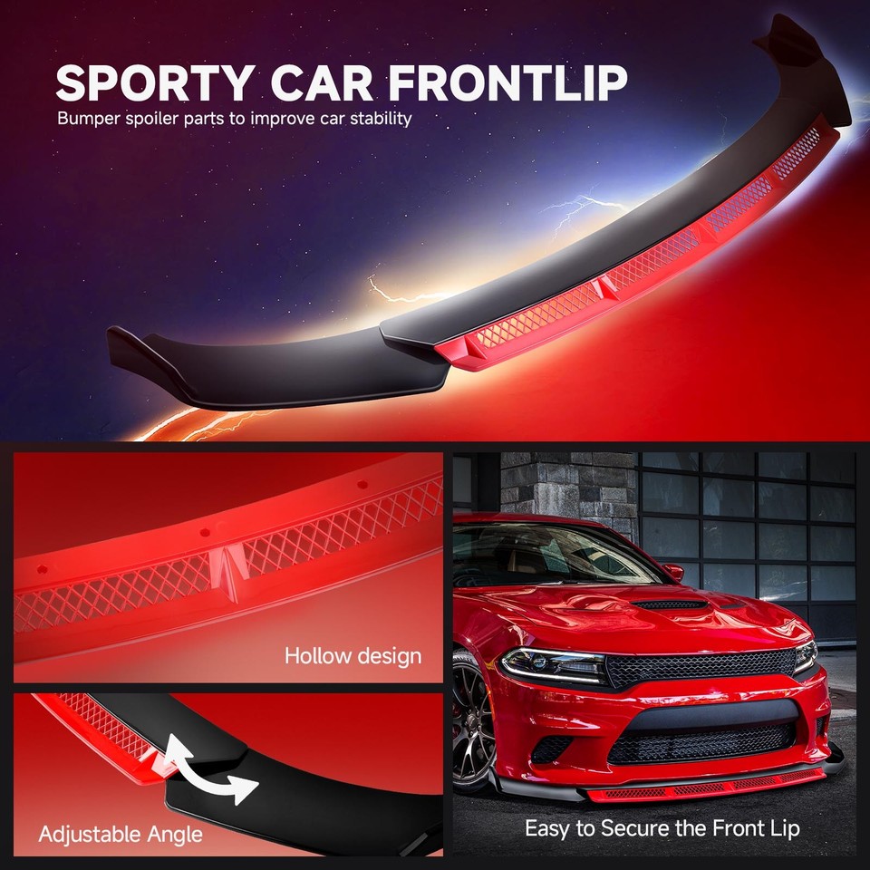For Audi A4 S4 Glossy Front Bumper Splitter Spoiler Lip + Side Skirts ...