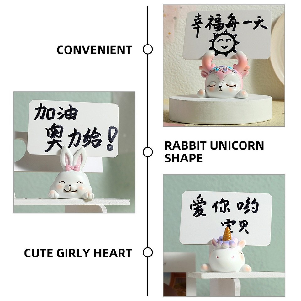3 Pcs Animal Shape Desktop Business Card Holder Clip Stand for Note ...