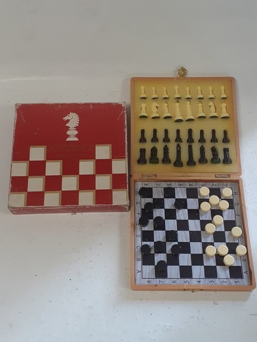 Vintage Magnetic Chess & Checkers Set by "Ajedrez y Damas" Boxed ...