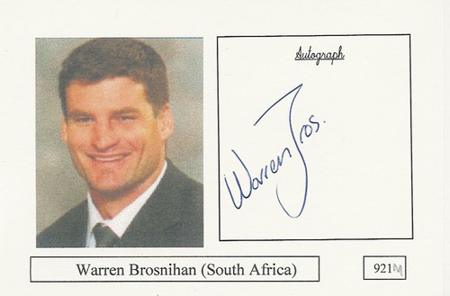 Warren Brosnihan SOUTH AFRICA RUGBY PLAYER SIGNED PHOTO CARD ORIGINAL ...