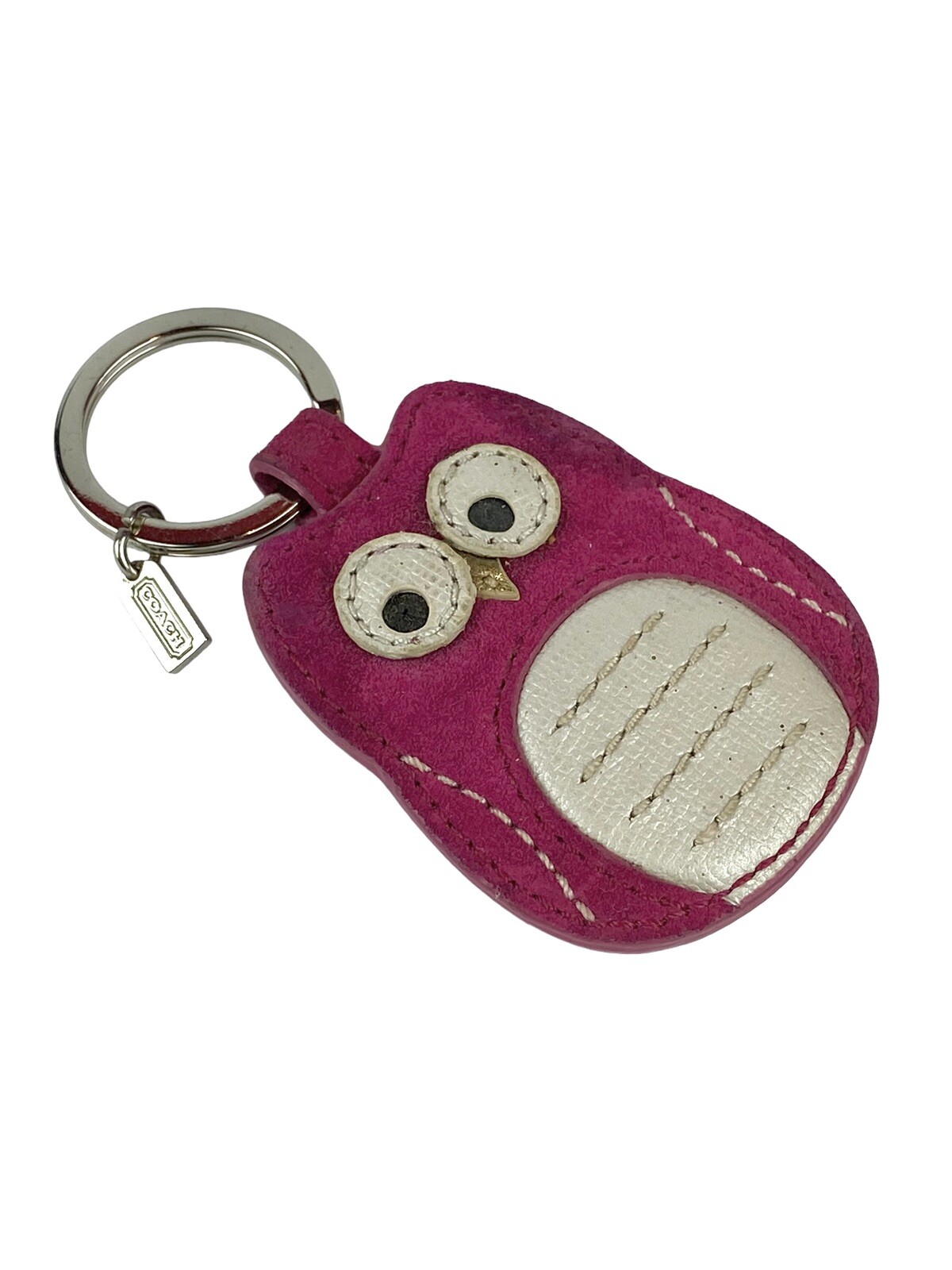 Coach Pink Magenta White Suede Leather Owl Key Chain … - Gem