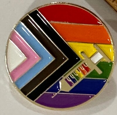 UNIQUE Progress Pride flag hypodermic needle lapel pin LGBTQI+ ...