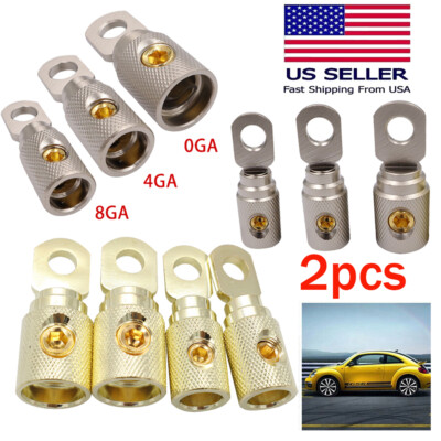 2x Car Power Ground Wire Coupler Butt Connector 0 /4 /8 Gauge Screw ...