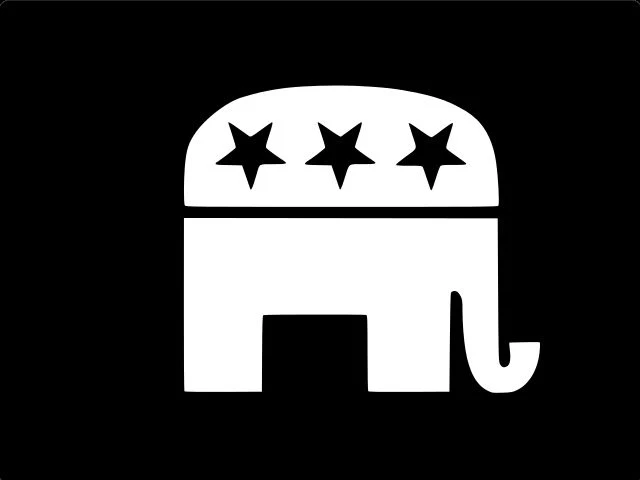Black And White Republican Elephant