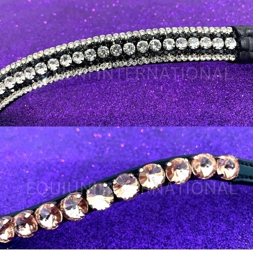 Top Quality Handmade 2 Browbands 1 Row 12mm+ 5 Row in Rose Gold & White Diamond | eBay