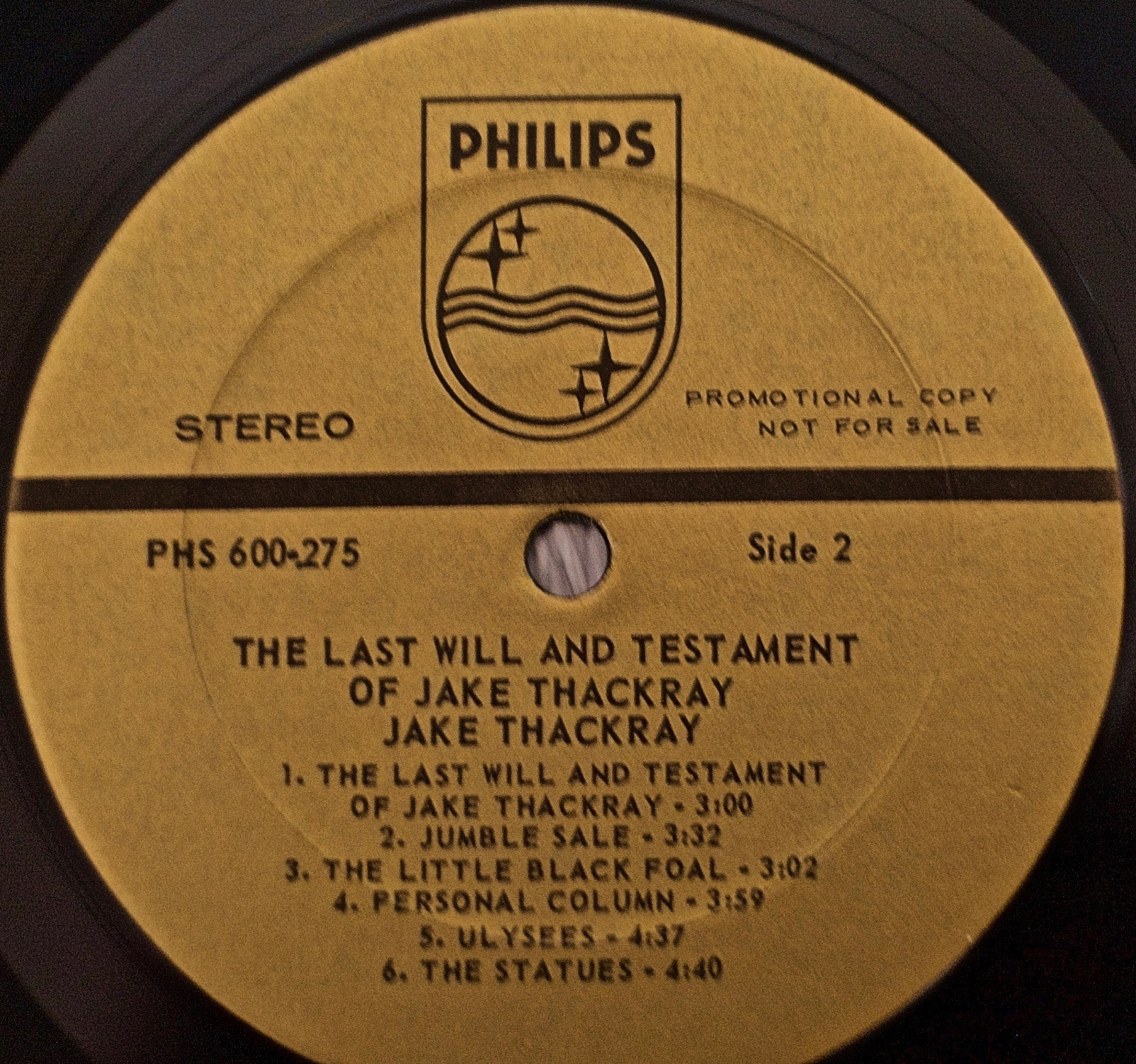 JAKE THACKRAY: The Last Will and Testament of-1967LP Singer/Songwriter ...