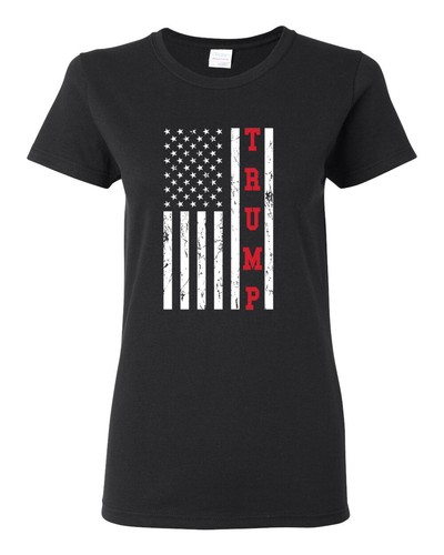 Trump Distressed USA Flag Political Women Graphic T-Shirt | eBay