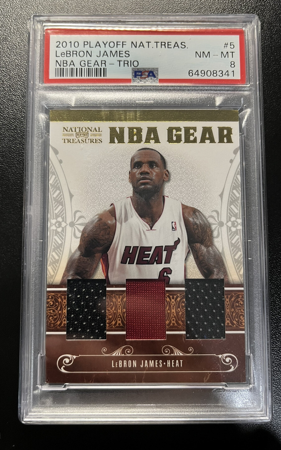 2010-11 Playoff National Treasures - NBA Gear Materials Trios #5 LeBron ...