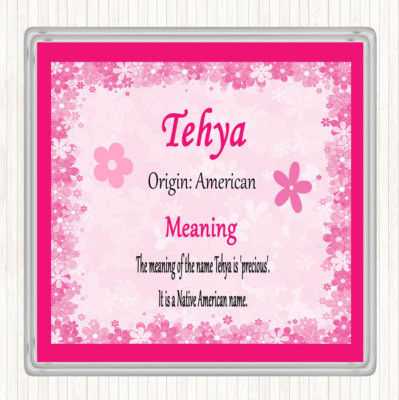 Tehya Name Meaning Drinks Mat Coaster Pink | eBay UK