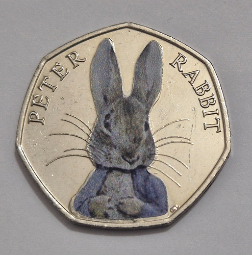 PETER RABBIT 50p PENCE BEATRIX POTTER COIN 2016 COLOURED DECAL | eBay ...