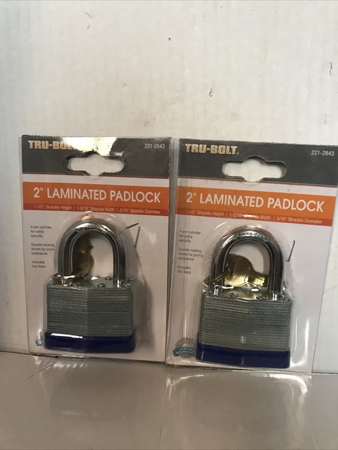 6-TRU-BOLT 2" Laminated Padlocks 221-2843 4-pin locks with 2 keys each ...