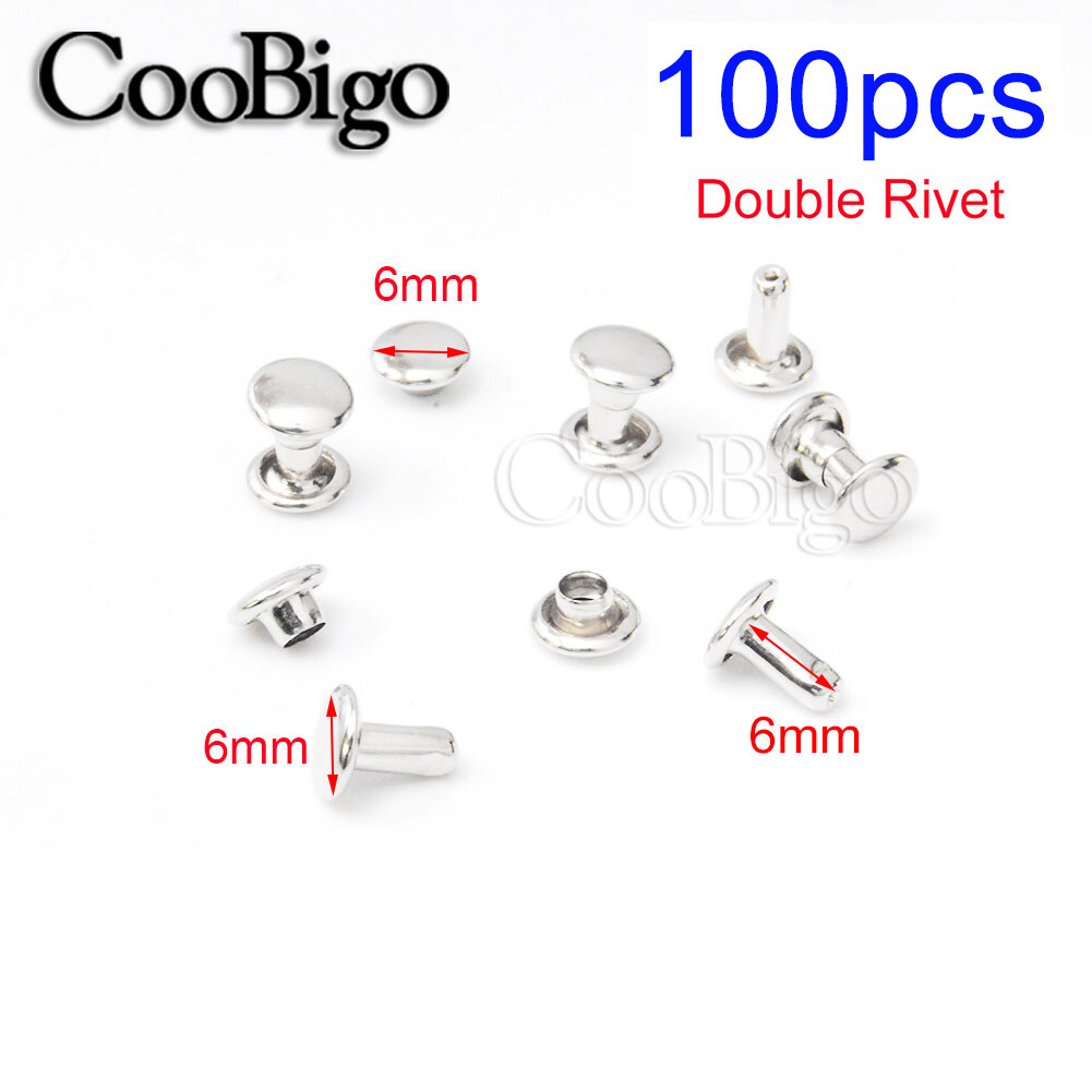 100X Head 3~10mm Double Rivet Stud Collision Nail Spike Punk Belt ...