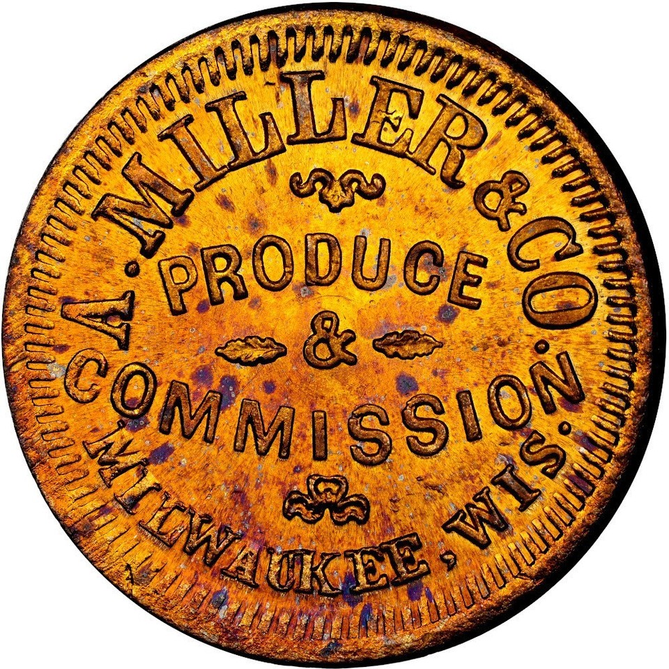 Milwaukee Wisconsin Civil War Token Miller Amazon Warrior R8 BRASS NGC ...