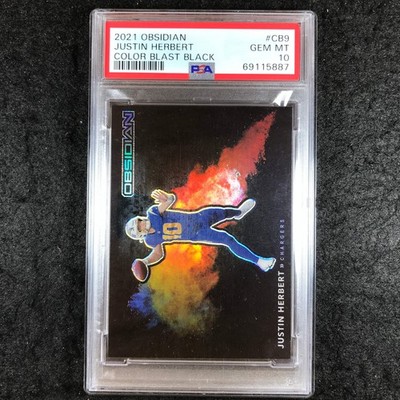 2021 Obsidian JUSTIN HERBERT Color Blast Black SSP #CB9 PSA 10 (887 ...