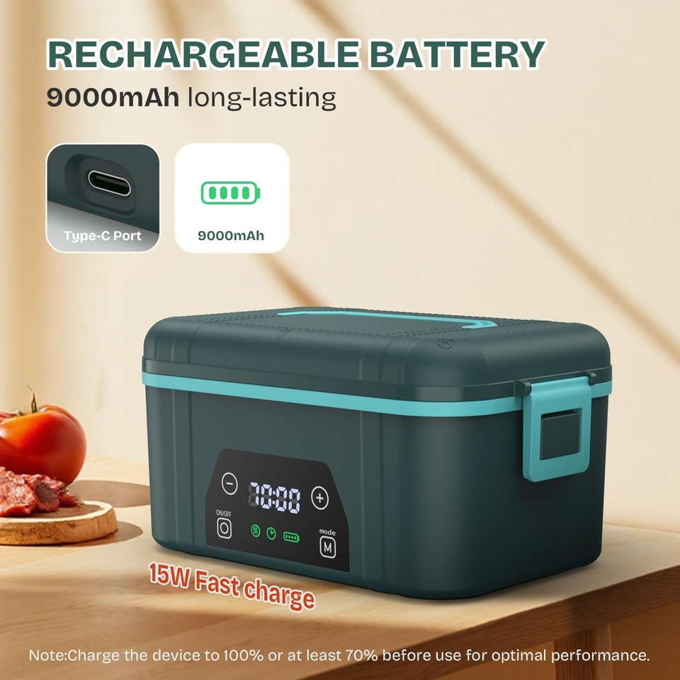 BOSPEWTSE Cordless Electric Lunch Box for Adults, Heated Lunch Box ...