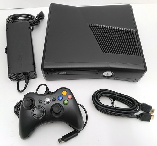 Microsoft XBOX 360 SLIM Black Video Game Console System Bundle Set Kit ...