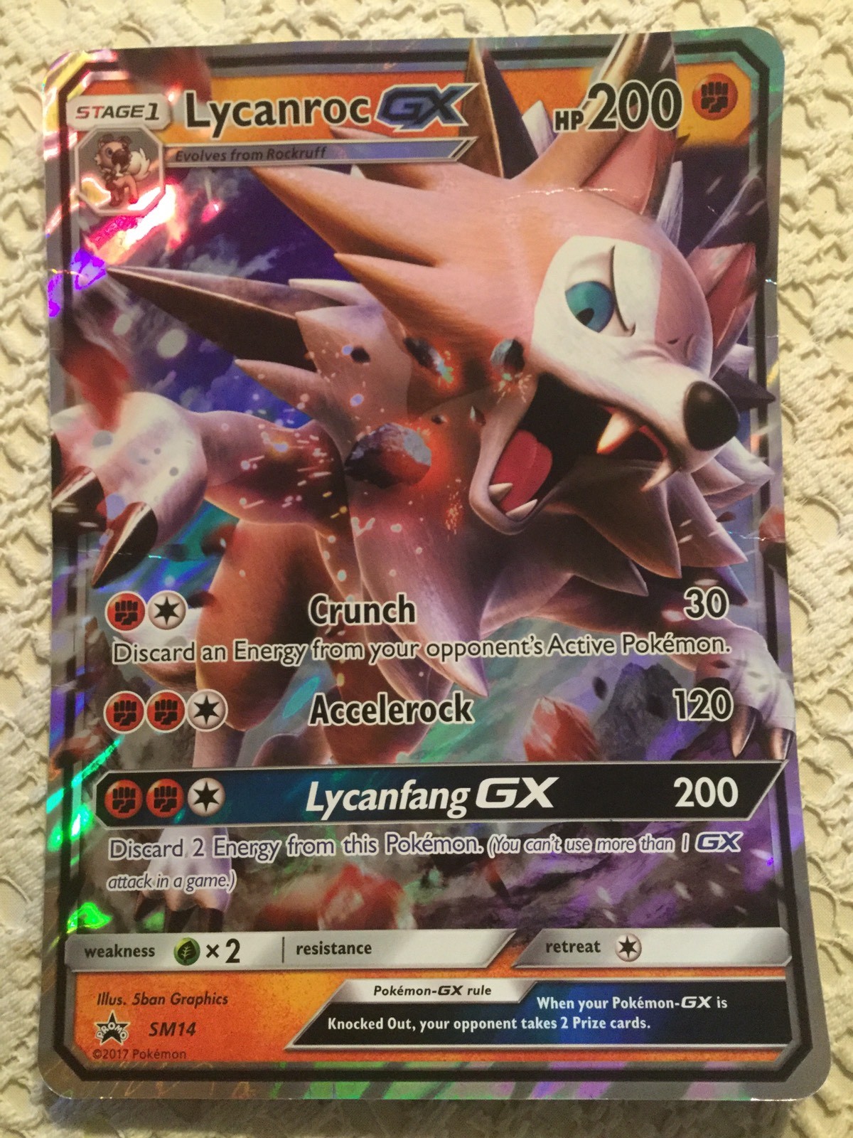 POKÉMON: CARTE LYCANROC BRILLANTE XXL 20 x 15 CMS GX 200, ULTRA-RARE ...