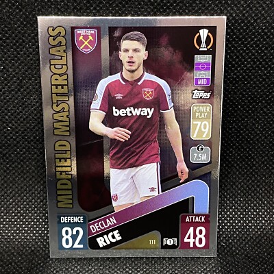 Declan Rice 2021-22 Topps Match Attax UCL Midfield Masterclass #111 ...