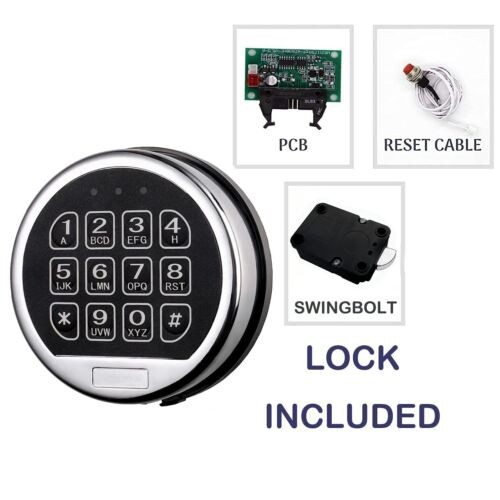 Gun Safe Lock Replacement Chrome Keypad Electronic Safe Lock With Swing ...
