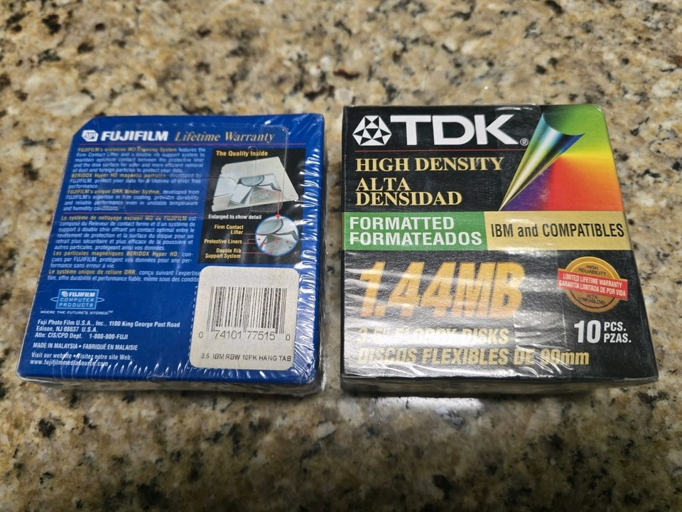 Lot 2- 10 Fuji Film TDK 3.5 High Density Floppy Disk 1.44MB IBM Pc ...