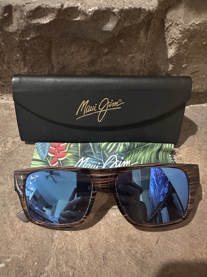 Maui Jim Keahi MJ873 Brown Strips Blue Hawaii Mirror Gray Polarized ...