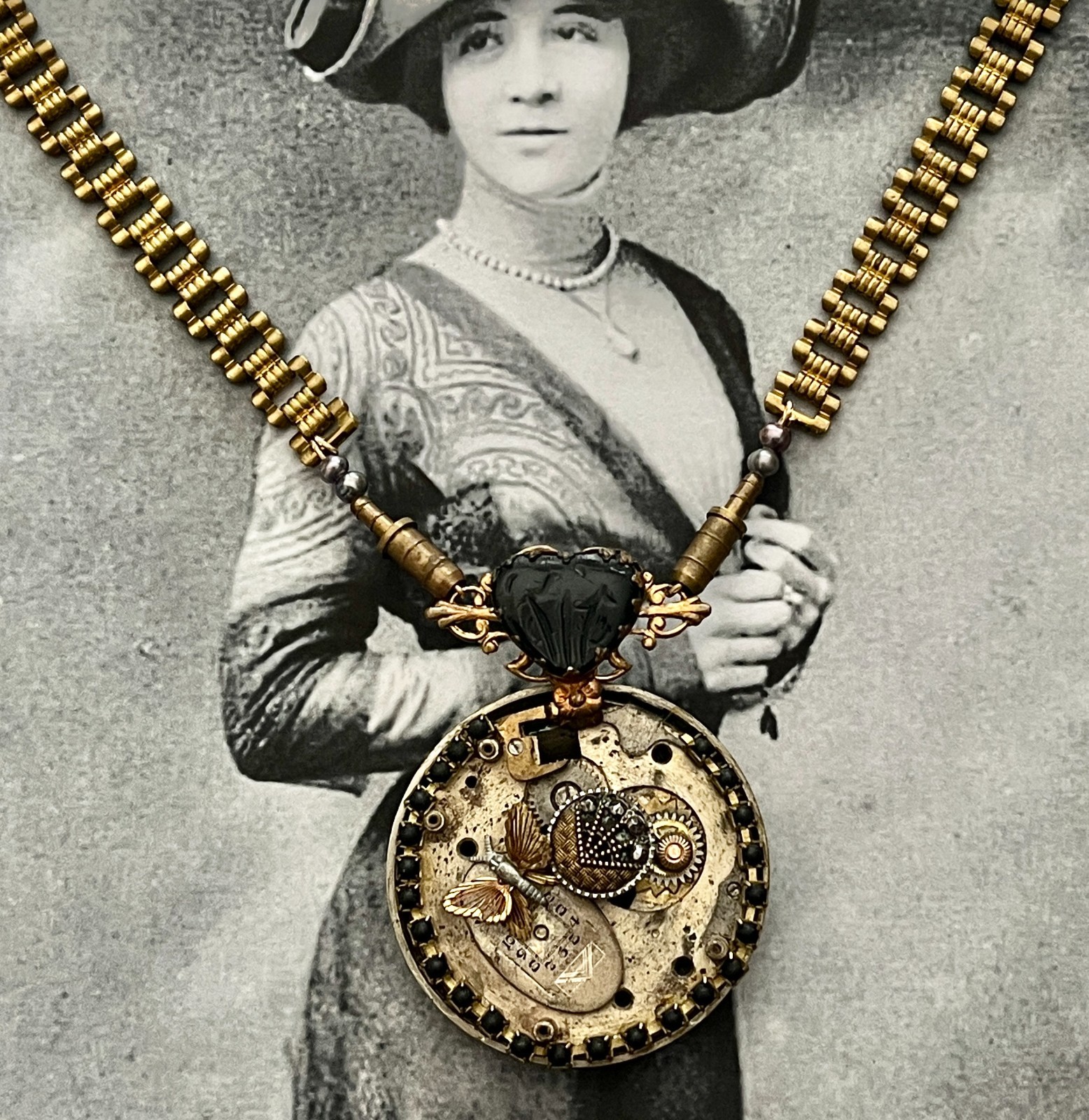 Antique Button Necklace, 1950s Monet Butterfly , Stea… - Gem