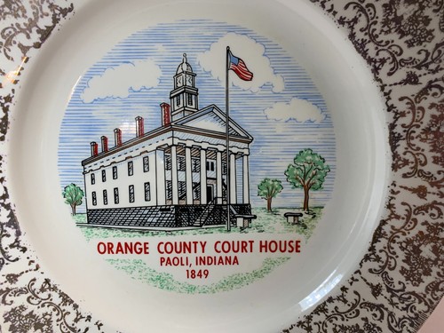 ORANGE COUNTY COURT HOUSE PAOLI INDIANA 1849 GOLD TRIM PLATE KEMPLE ...