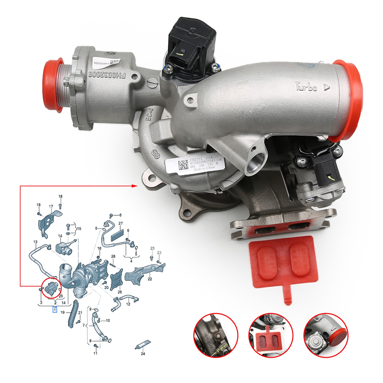 Turbocharger Fit For A4 A5 A6 A7 A8 Q7 2.0TFSI 06L145702B 06L145722B ...