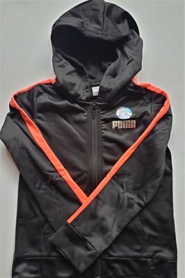 PUMA Girl's Jacket Hoodie Active Track Sparkly Sports Jacket Big Cat ...