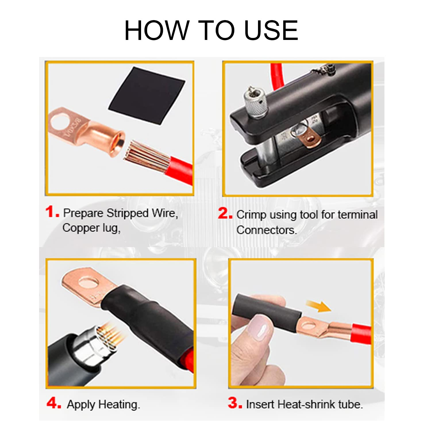 160pc Copper Lugs AWG2-12 & Heat Shrink: 80pc Battery Terminal ...