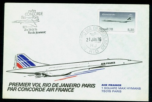 1976 CONCORDE , First Flight Rio de Janeiro - PARIS,Air France ,Brazil ...