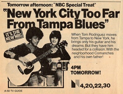 1979 NBC TV AD~ALEX PAEZ & JOHN FEMIA in NEW YORK CITY TOO FAR FROM ...