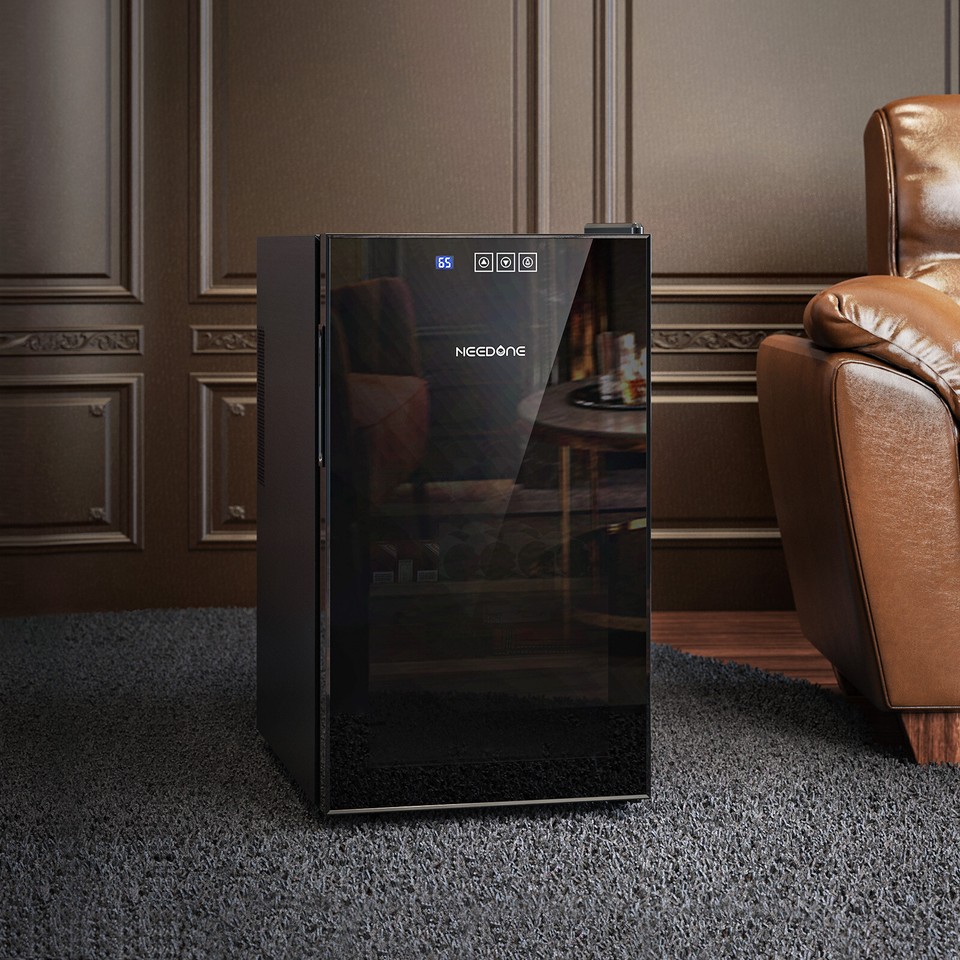NEEDONE 48L Electric Cigar Humidor Cooler & Heated Cedar Wood Shelves ...